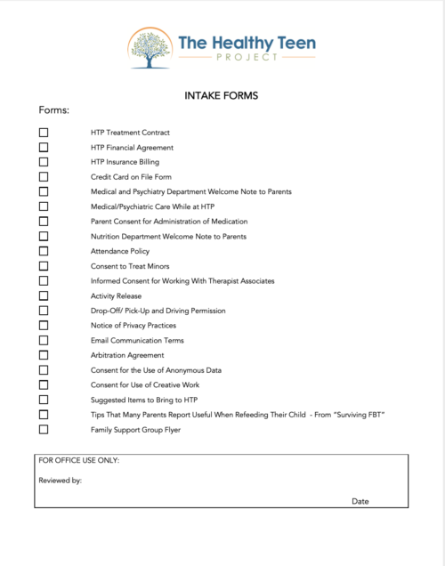 Intake Forms - The Healthy Teen Project